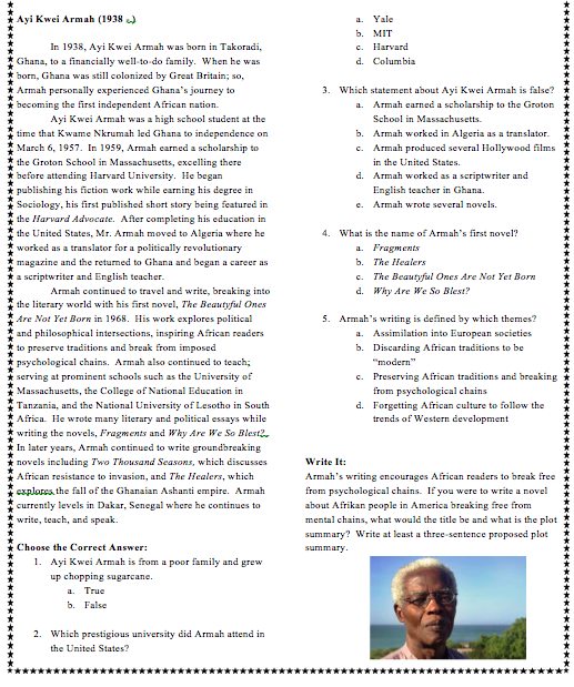 50 Afrikans You Must Know Vol. 2 Reading Comprehension Workbook (pdf ...