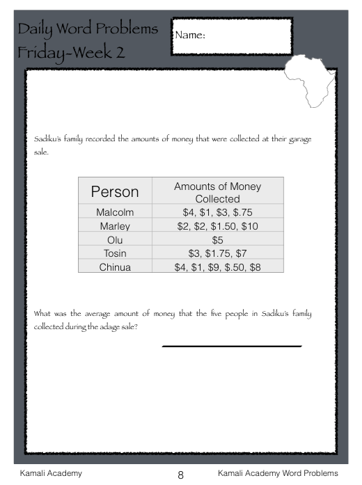 Word Problems Workbook (pdf) – Kamali Academy Store