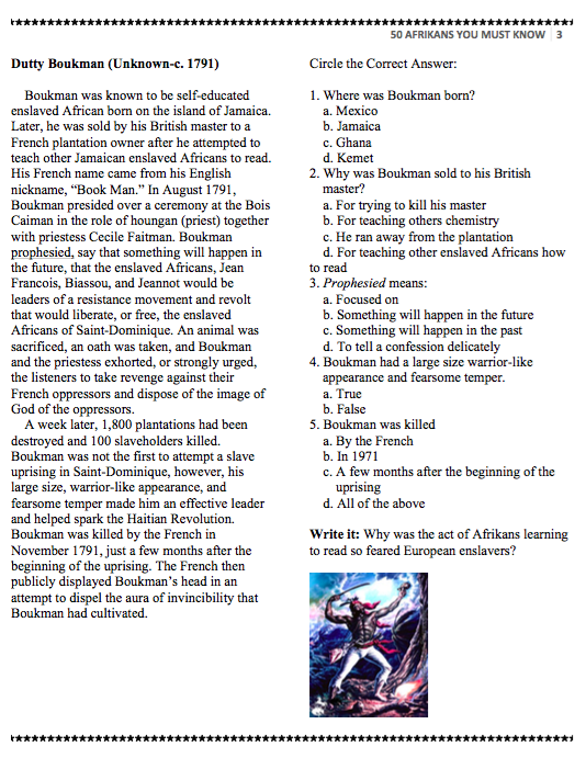 50 Afrikans You Must Know Vol. 1 Reading Comprehension Workbook – Kamali Academy Store